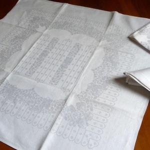 4 Rare Artdeco Collectors Linen Damask Napkins W Rose Stripes Initials ...