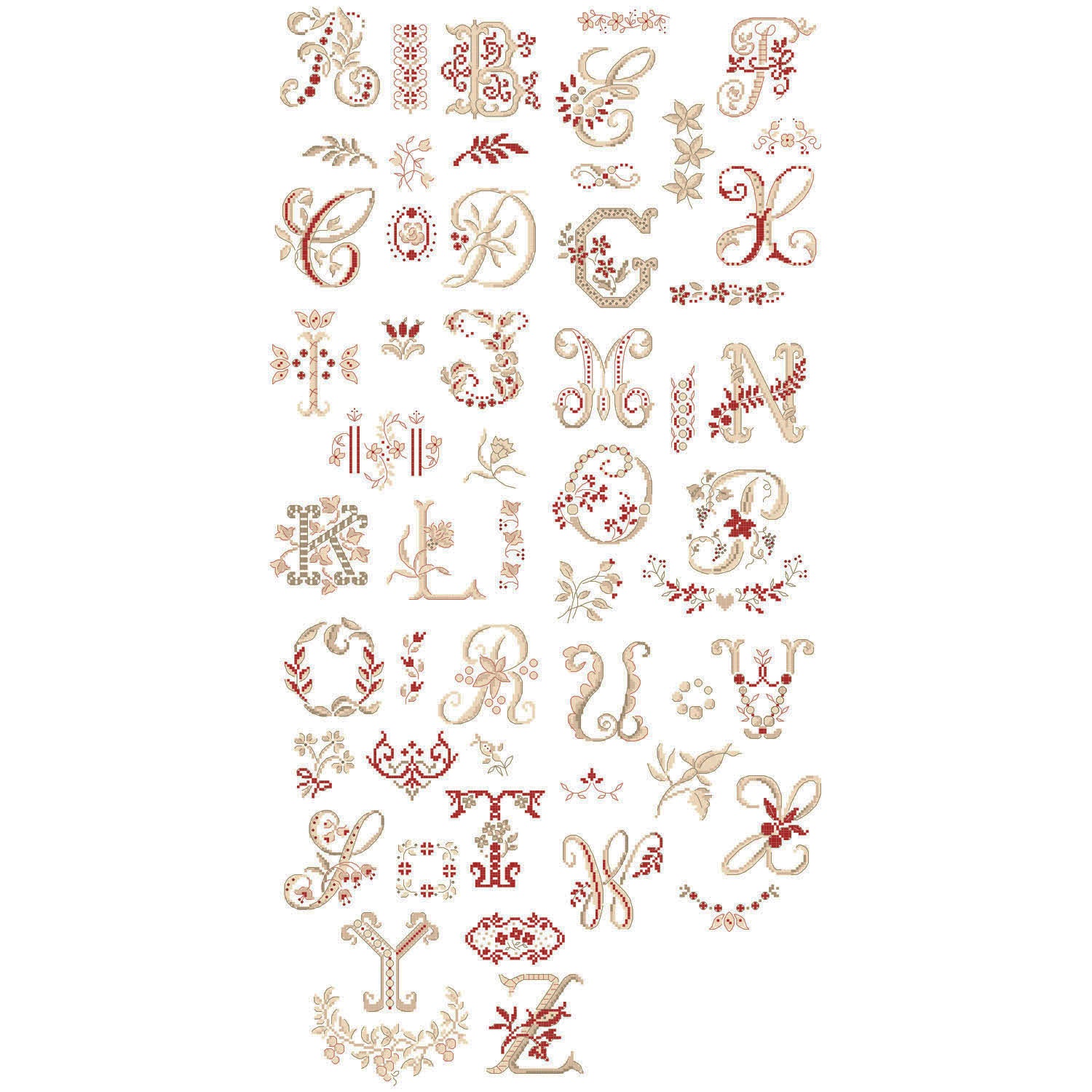 The « Antique Linen » Alphabet Chart - Etsy