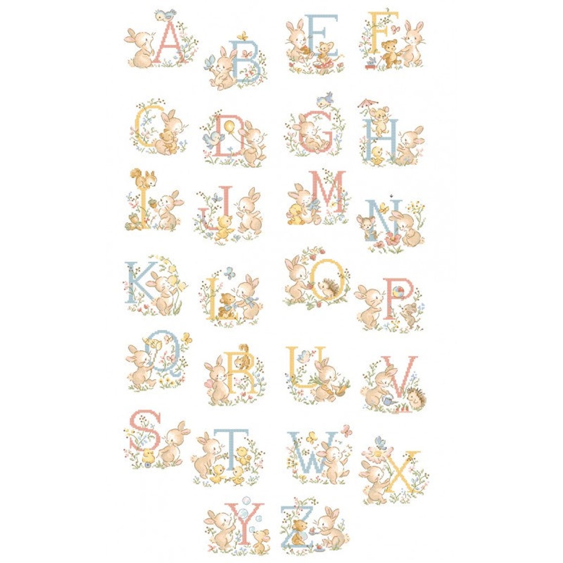The Bunny Rabbit Alphabet Chart | Etsy