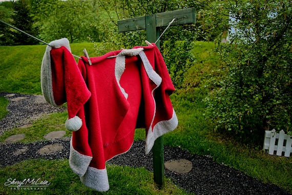 Santa Suit on Clothesline Art Print | Etsy