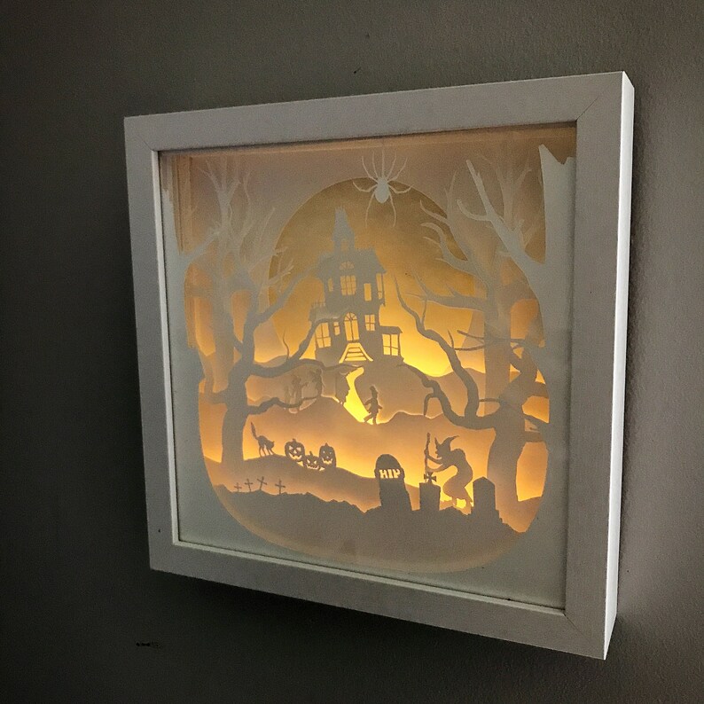 Haunted House Shadow Box 3D Cut File Halloween Shadow Box | Etsy