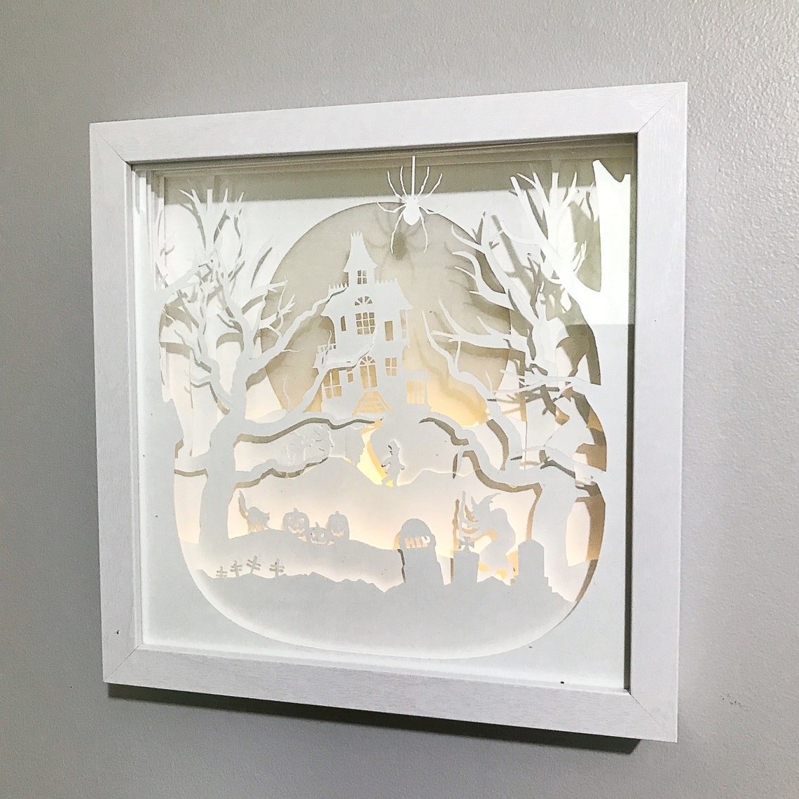 Haunted House Shadow Box 3D Cut File Halloween Shadow Box | Etsy