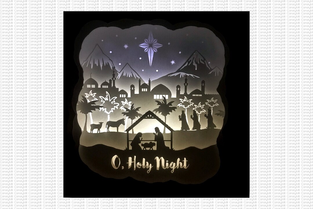 O Holy Night, Cut File, 3D Shadow Box, Cut Files, SVG, PNG, Lighted ...