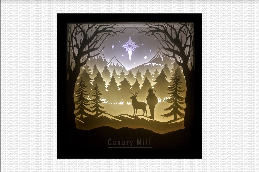 Santa and Star, Cut File, 3D Shadow Box, SVG, PNG, Christmas Shadow Box ...