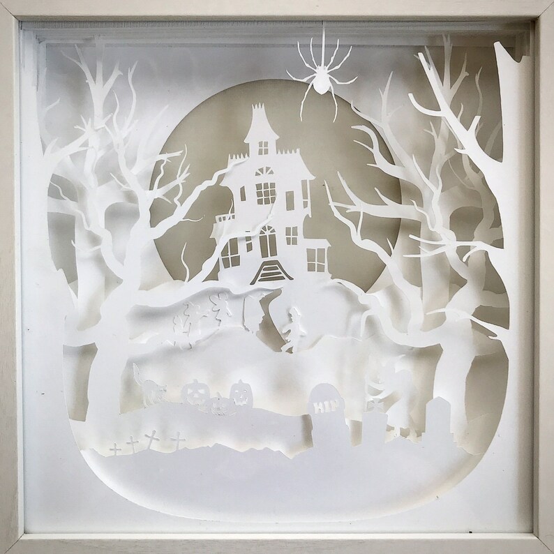 Haunted House Shadow Box 3D Cut File Halloween Shadow Box | Etsy