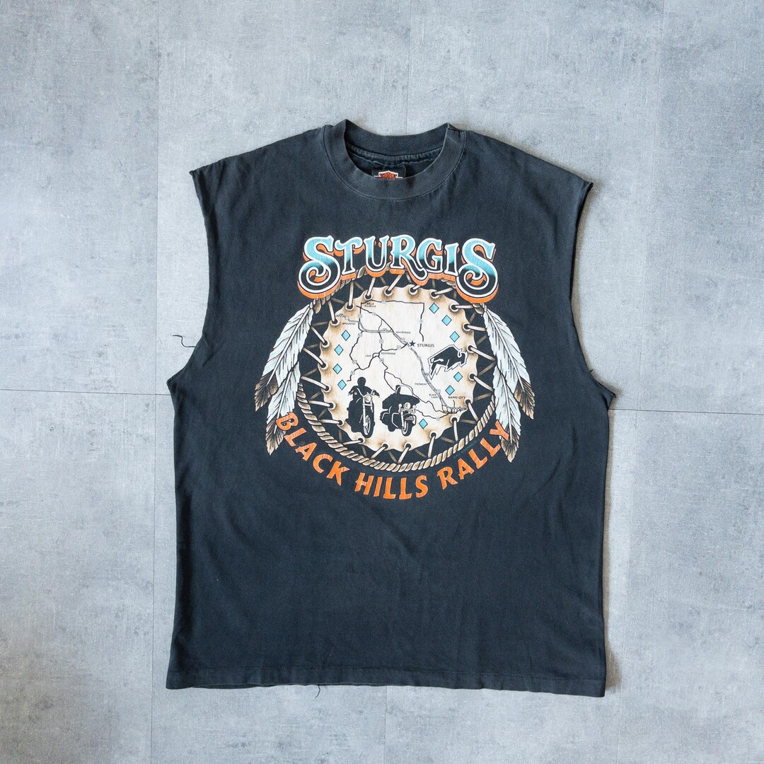 Vintage 90s Harley Davidson Graphic Cut off Tee - Sturgis Black Hills ...
