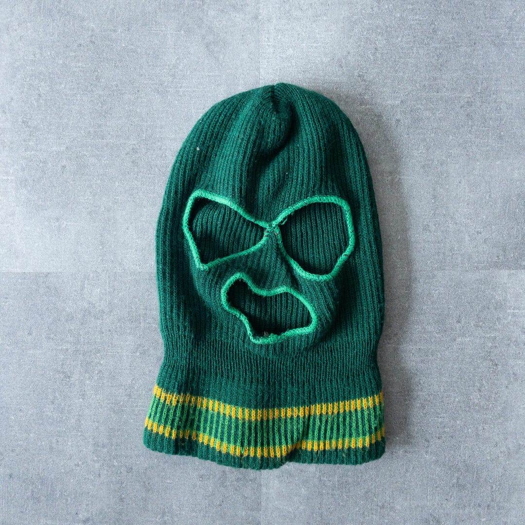 Vintage 70s Green Winter Ski Mask Retro Beanie, 80s Ski Mask, Vintage ...