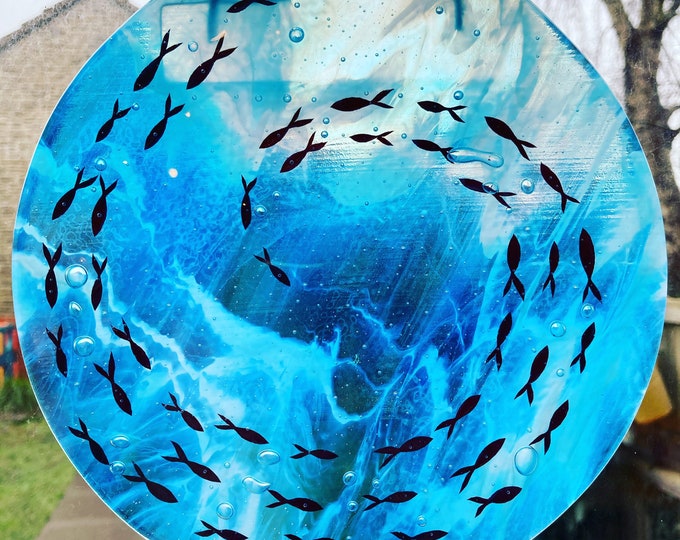 Shoaling Fish Spiral Suncatcher . Window or Wall Art, Schooling Fish ...