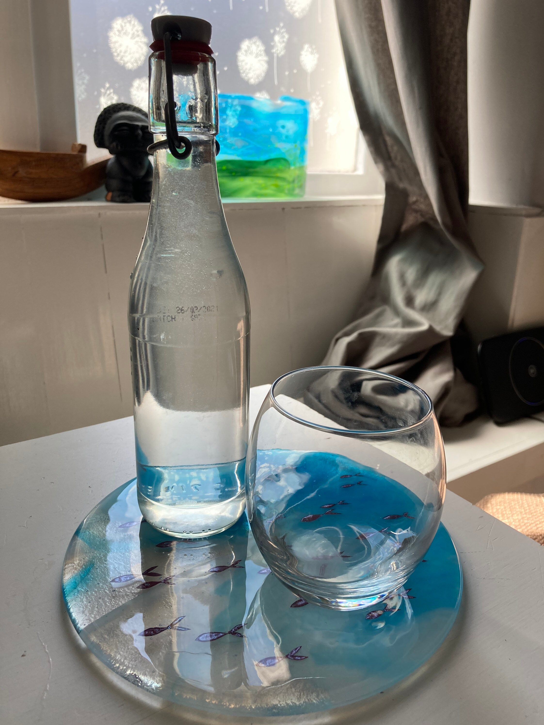 Handmade glass trivet sea theme bedside trivet fish worktop | Etsy