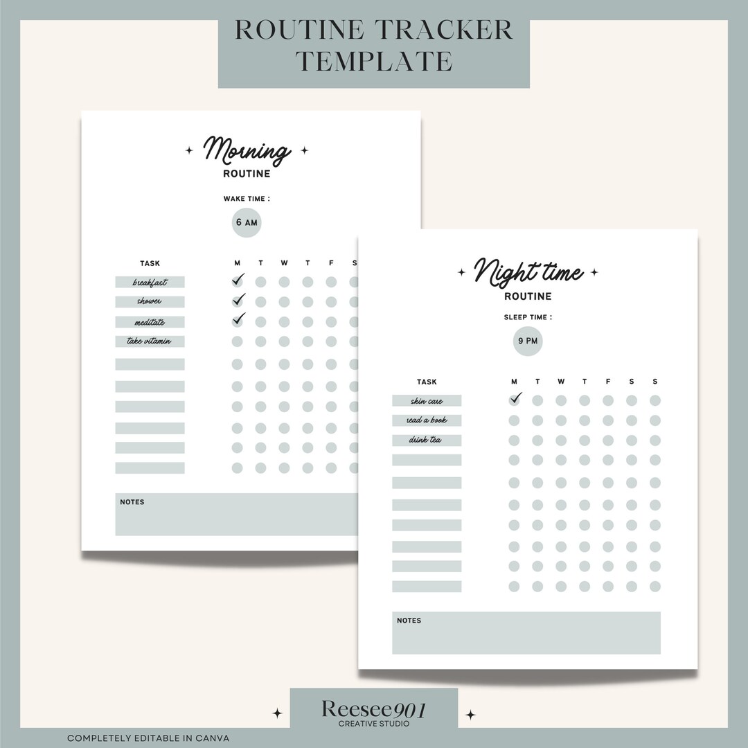 Routinetracker Morning / Night Routine Printable Digital Template Good ...