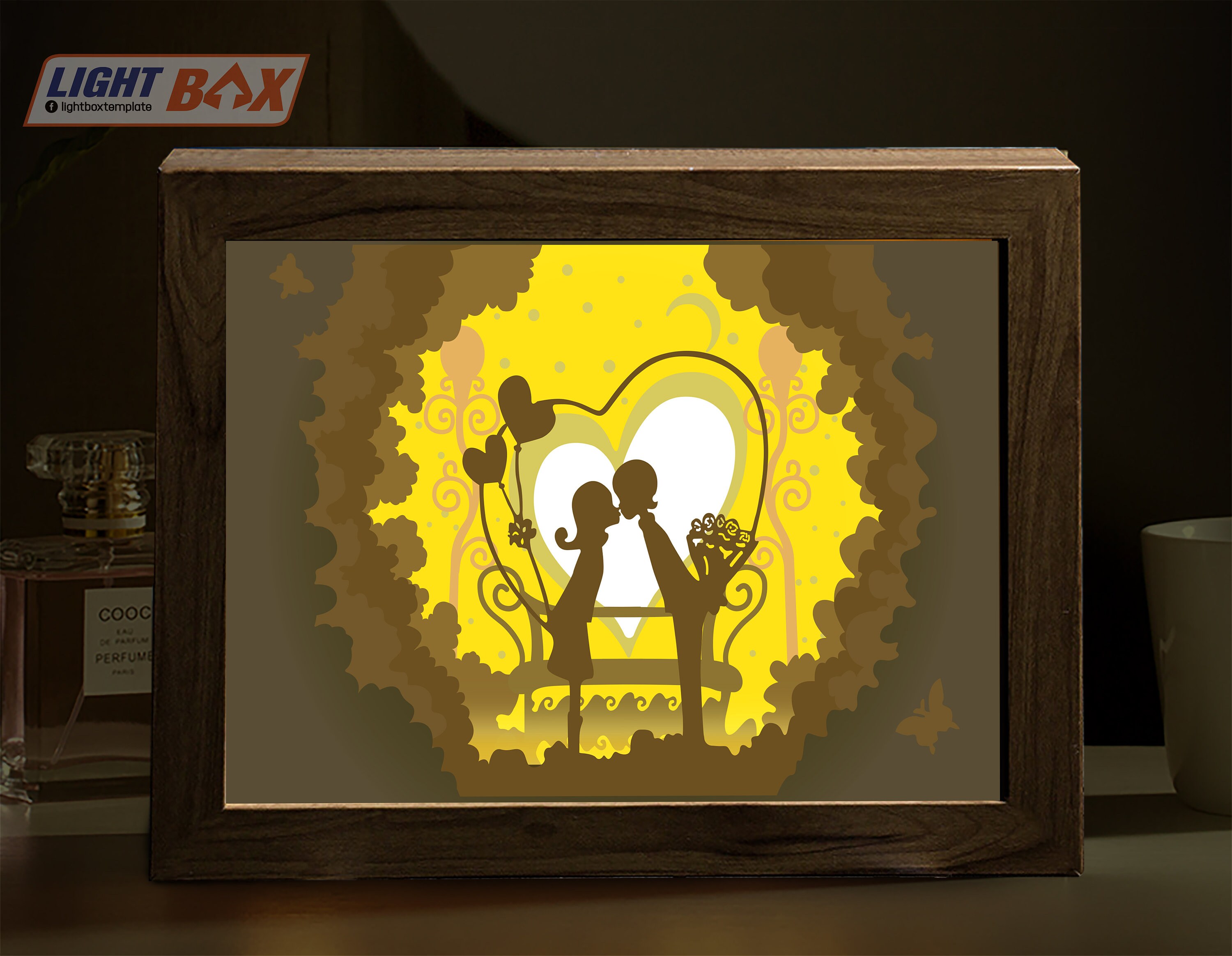 LOVE 3D Paper Cut Light Box Template Digital SVG Files Paper - Etsy