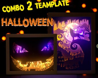 HALLOWEEN 9x9 Inch Paper Cut Light Box Template Digital SVG | Etsy
