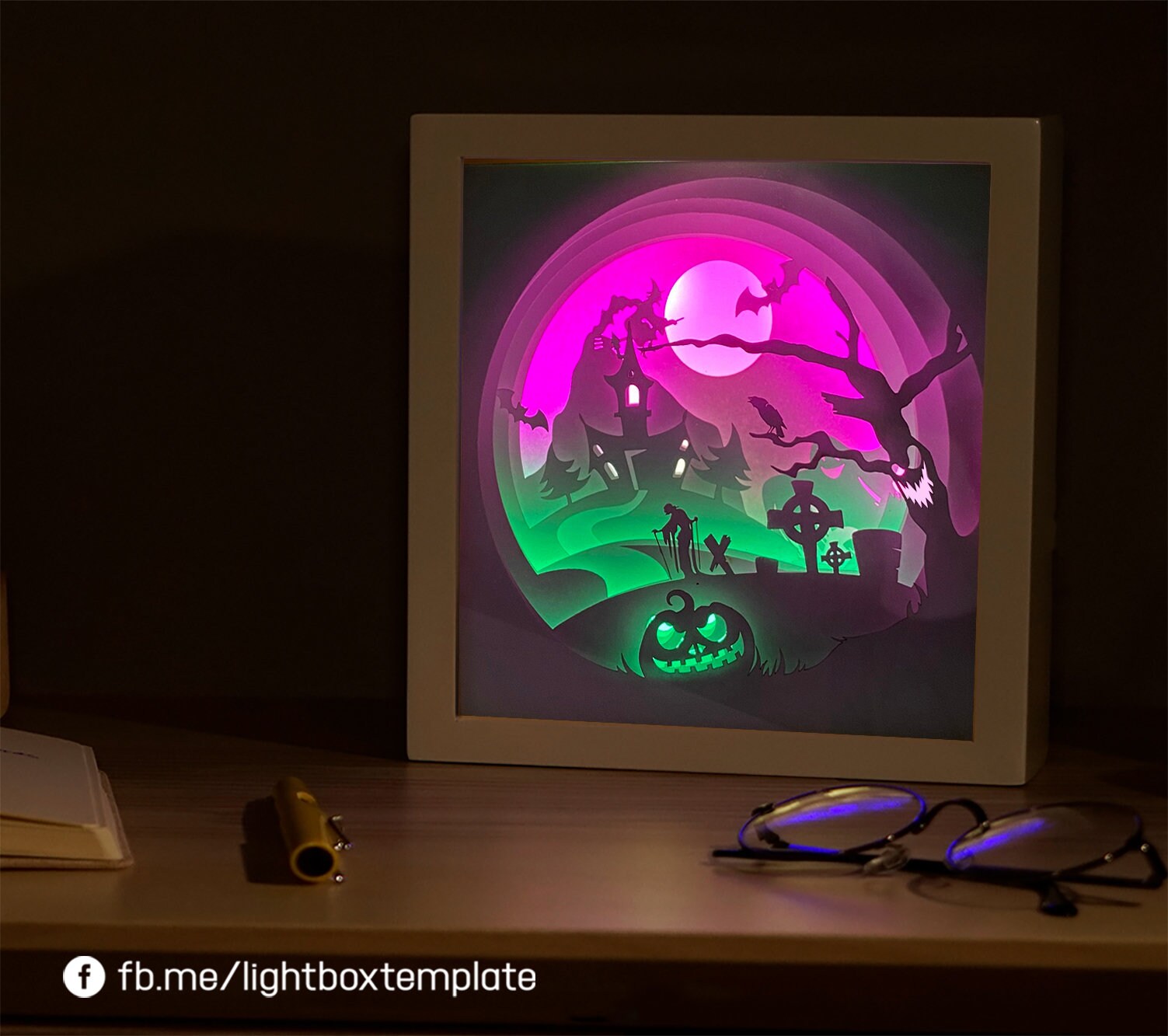 HALLOWEEN (9x9 Inch) Paper Cut Light Box Template Digital SVG (or ...