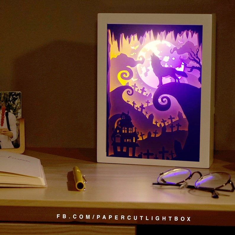 HALLOWEEN (A4) Paper Cut Light Box Template Digital SVG, Papercut Light ...