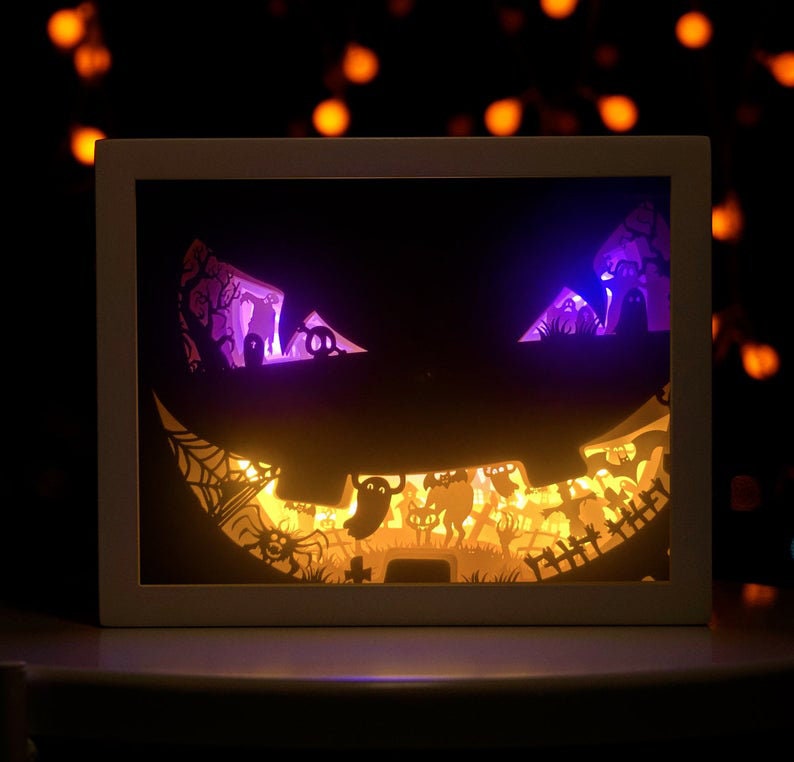 HAPPY HALLOWEEN Combo Paper Cut Light Box Template Digital - Etsy