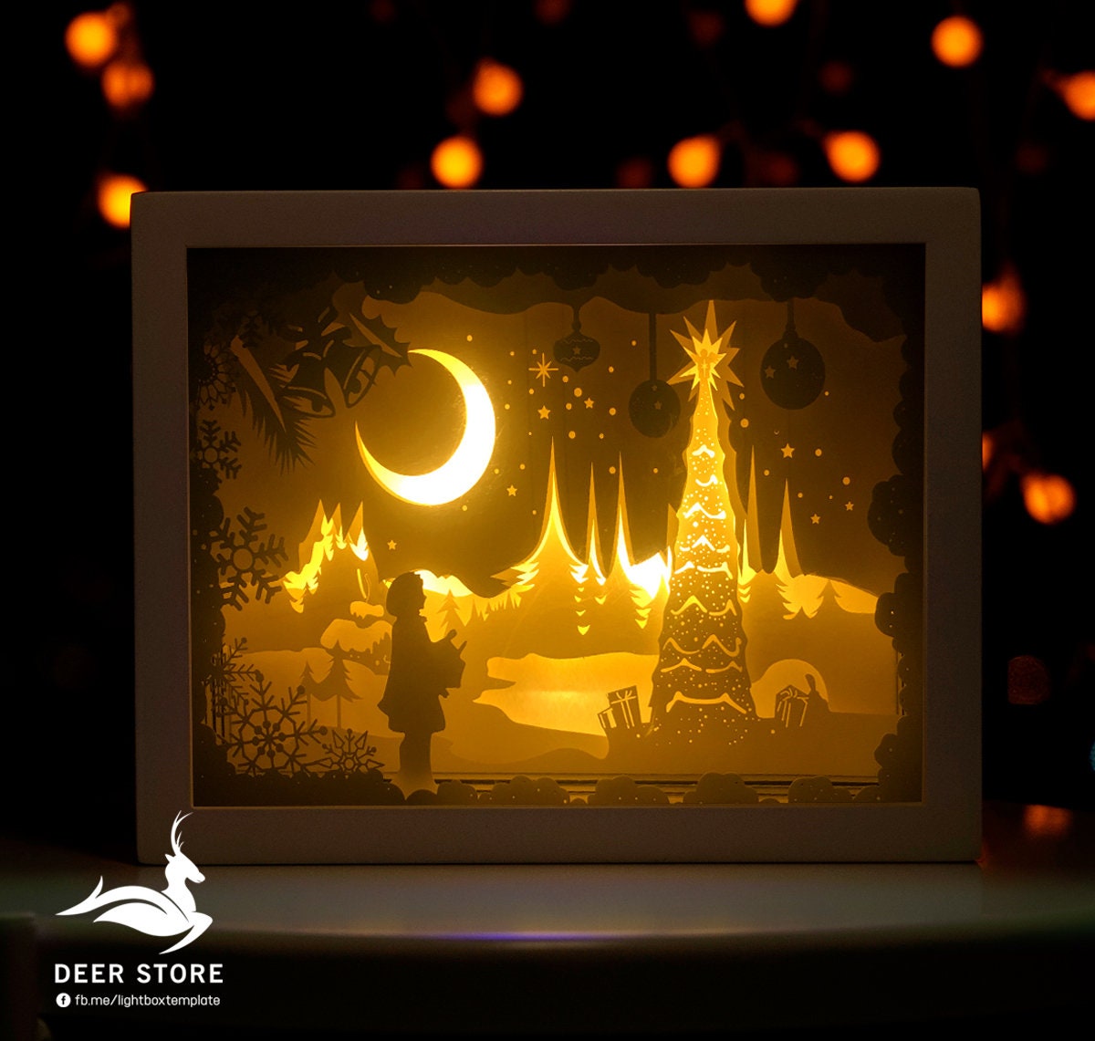 Merry Christmas Paper Cut Light Box Template SVG ver 4 | Etsy
