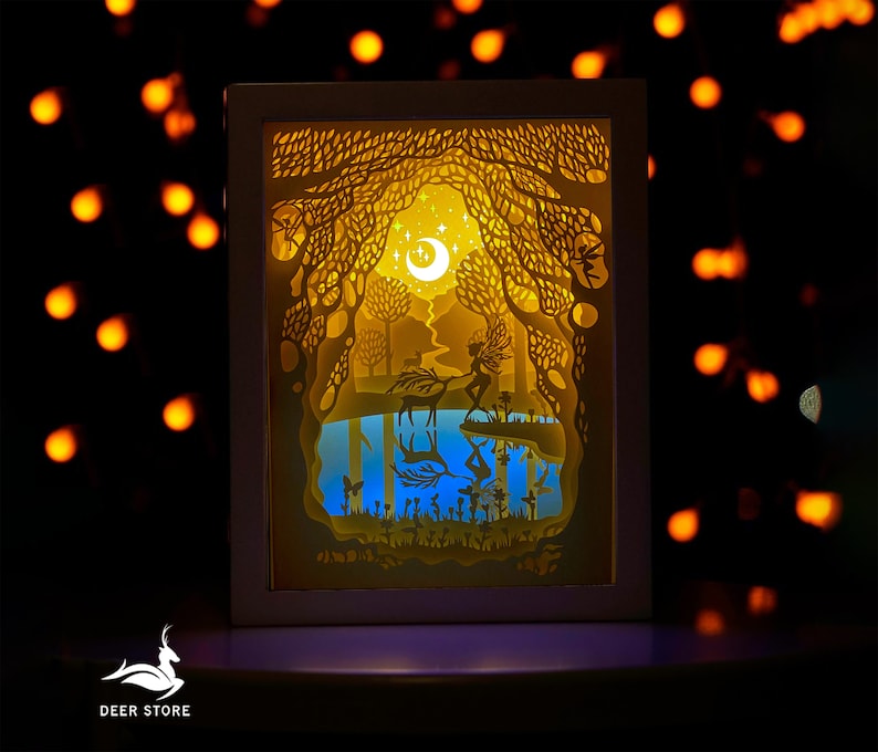 Paper Cut Light Box Template a Forest Fairya Forest Fairy | Etsy
