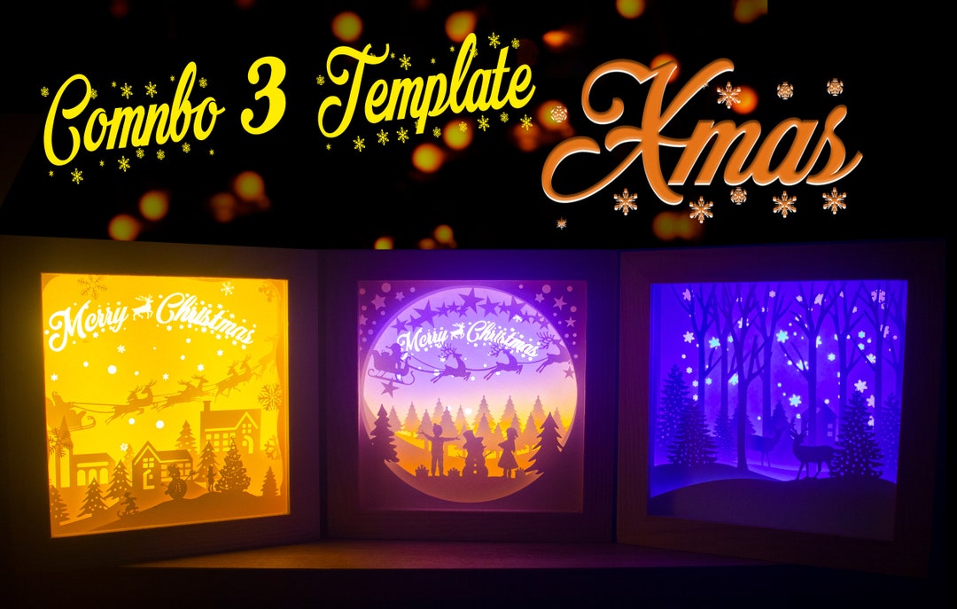 Combo 3 Template Xmas [9x9 Inch] - Paper Cut Light Box Template SVG ...