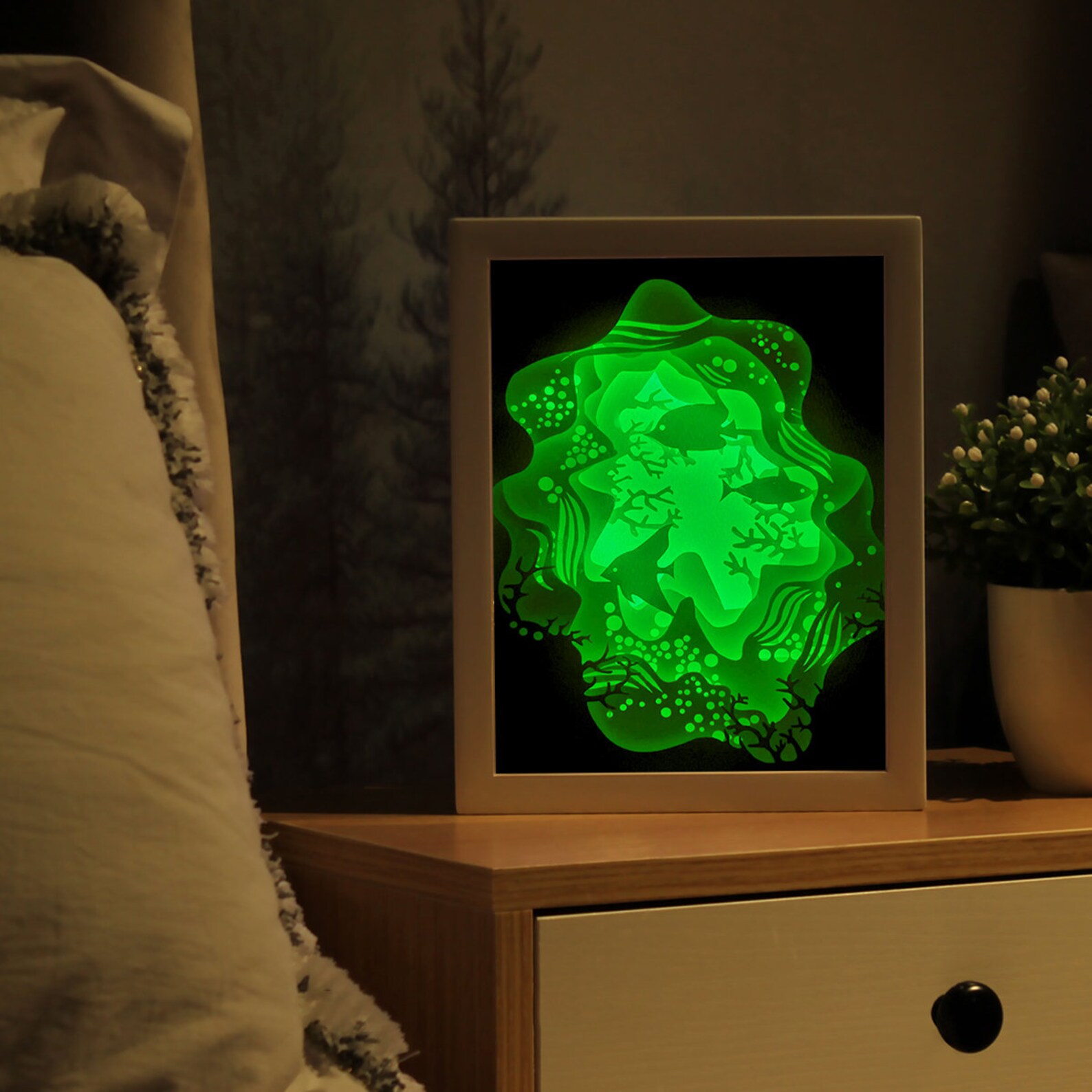 Ocean Paper Cut Light Box Template SVG free Size Light Box - Etsy