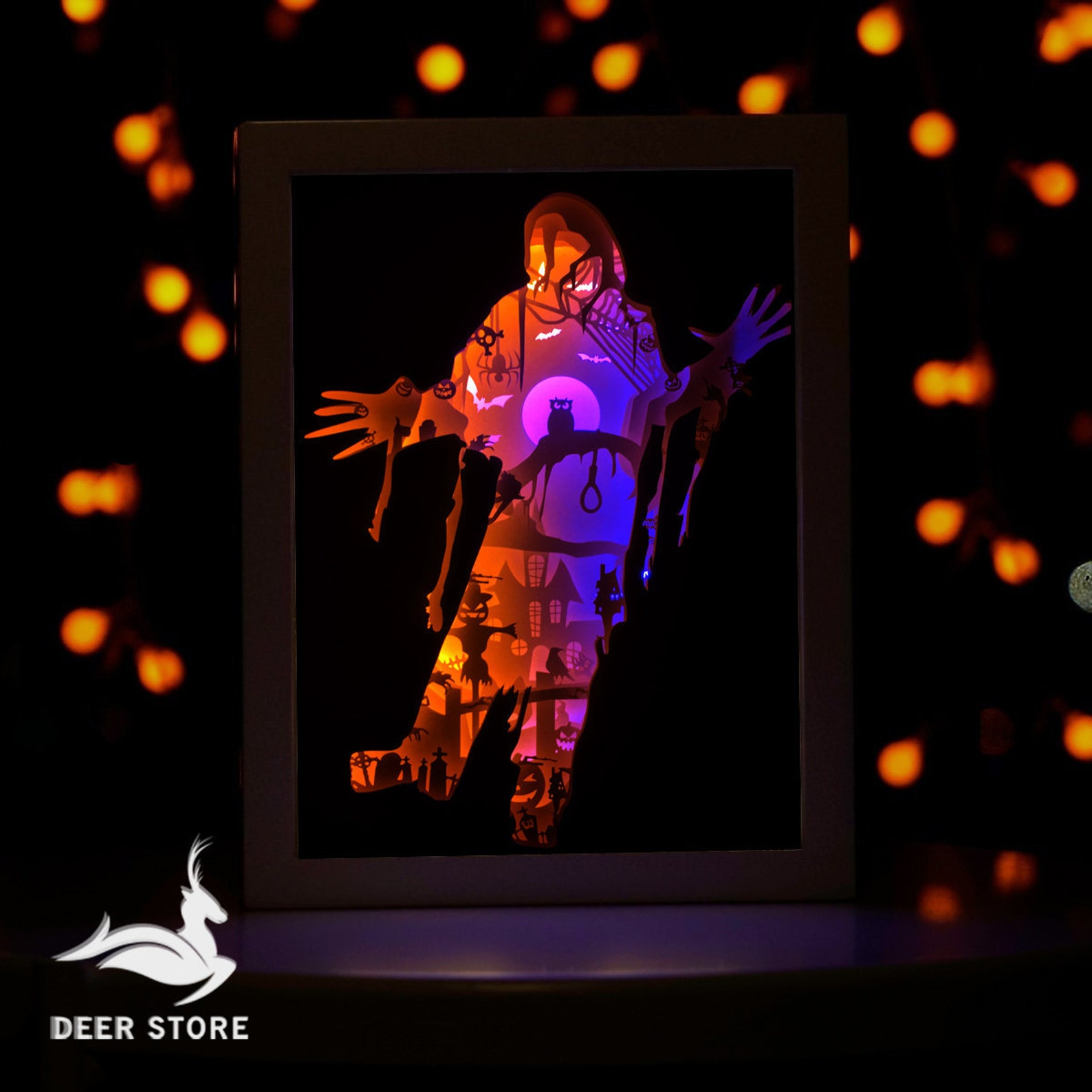 HALLOWEEN (ver 2) Paper Cut Light Box Template Digital SVG (A4 and ...