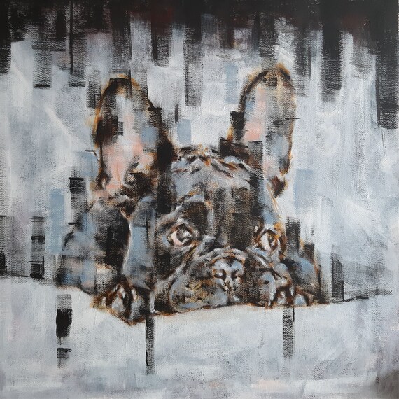 Original Puppy Frenchie Acrylic Painting | Etsy