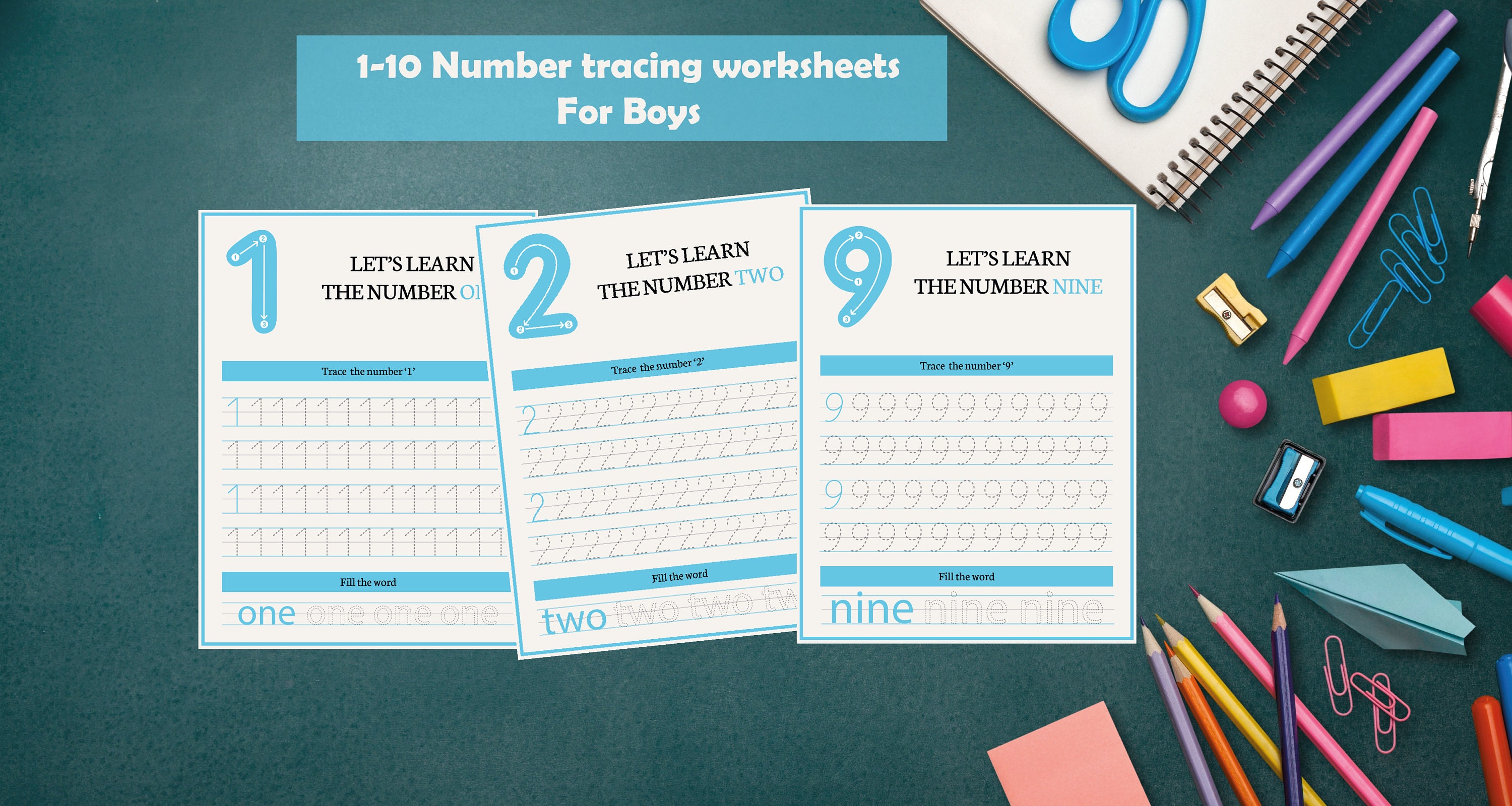 Number Tracing Worksheets 1-10, Traceable Numbers, Preschool Worksheets ...