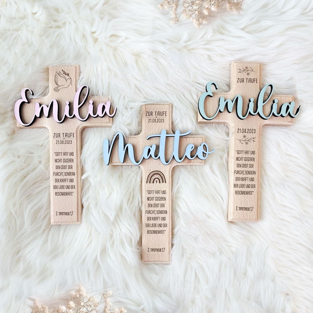 Personalized 3D Baptismal Cross With Name - Baptism Gift - Christening ...
