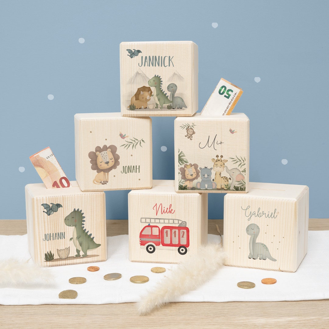 Personalized Money Box Children's Wood Colorfully Printed Gift Birthday ...