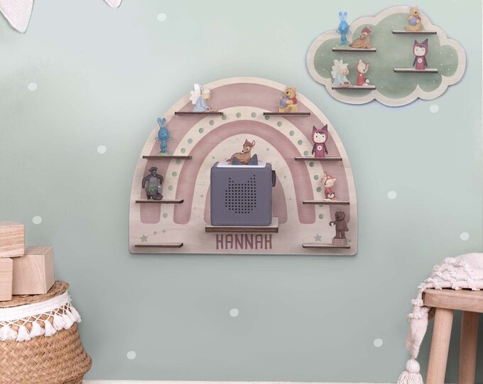 Tonie-Regal Musikbox-Regal Toniebox-Regal Regenbogen Beigerot Beigerosa ...