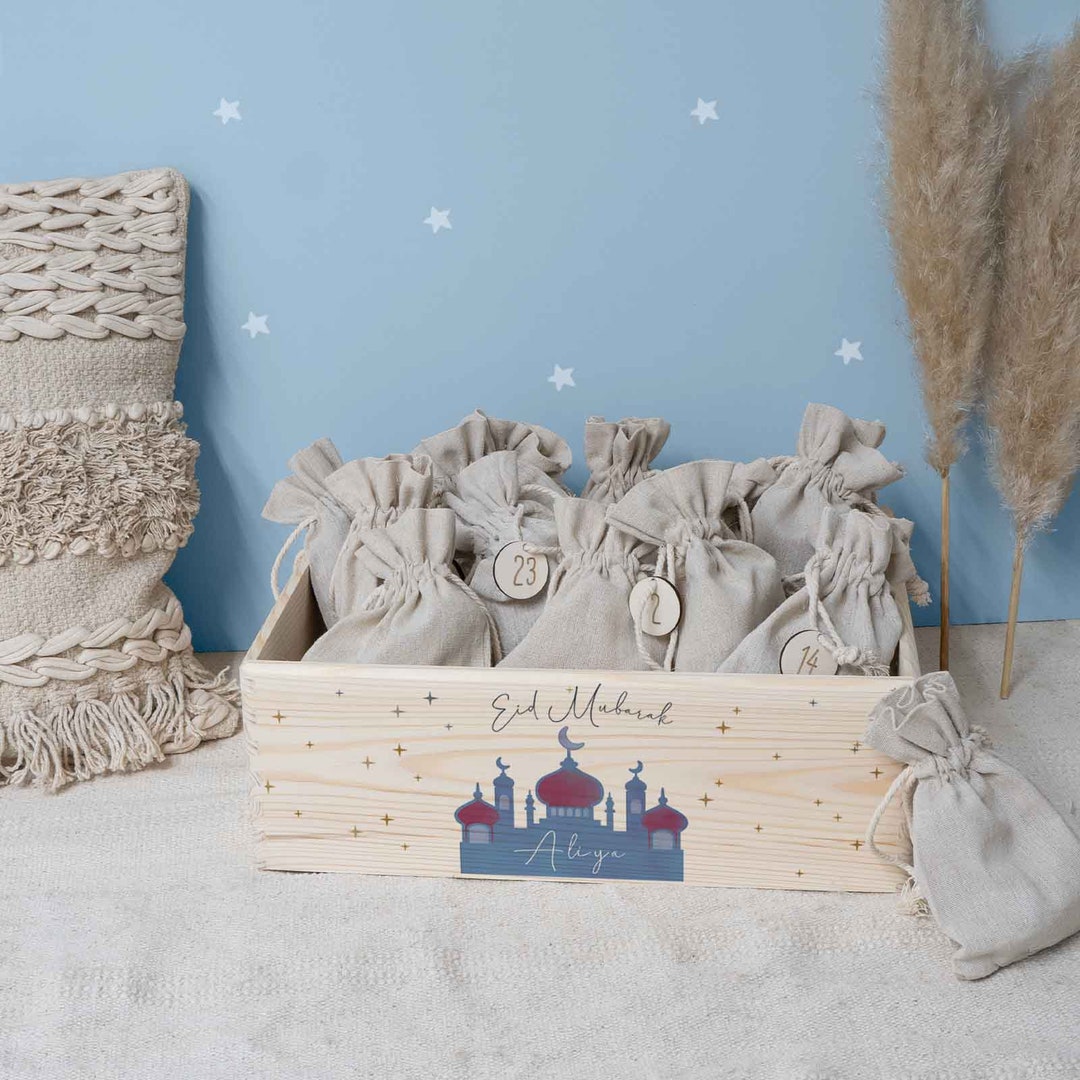 Personalized Ramadan Box Watercolor "mosque" + Wish Saying, Ramadan ...