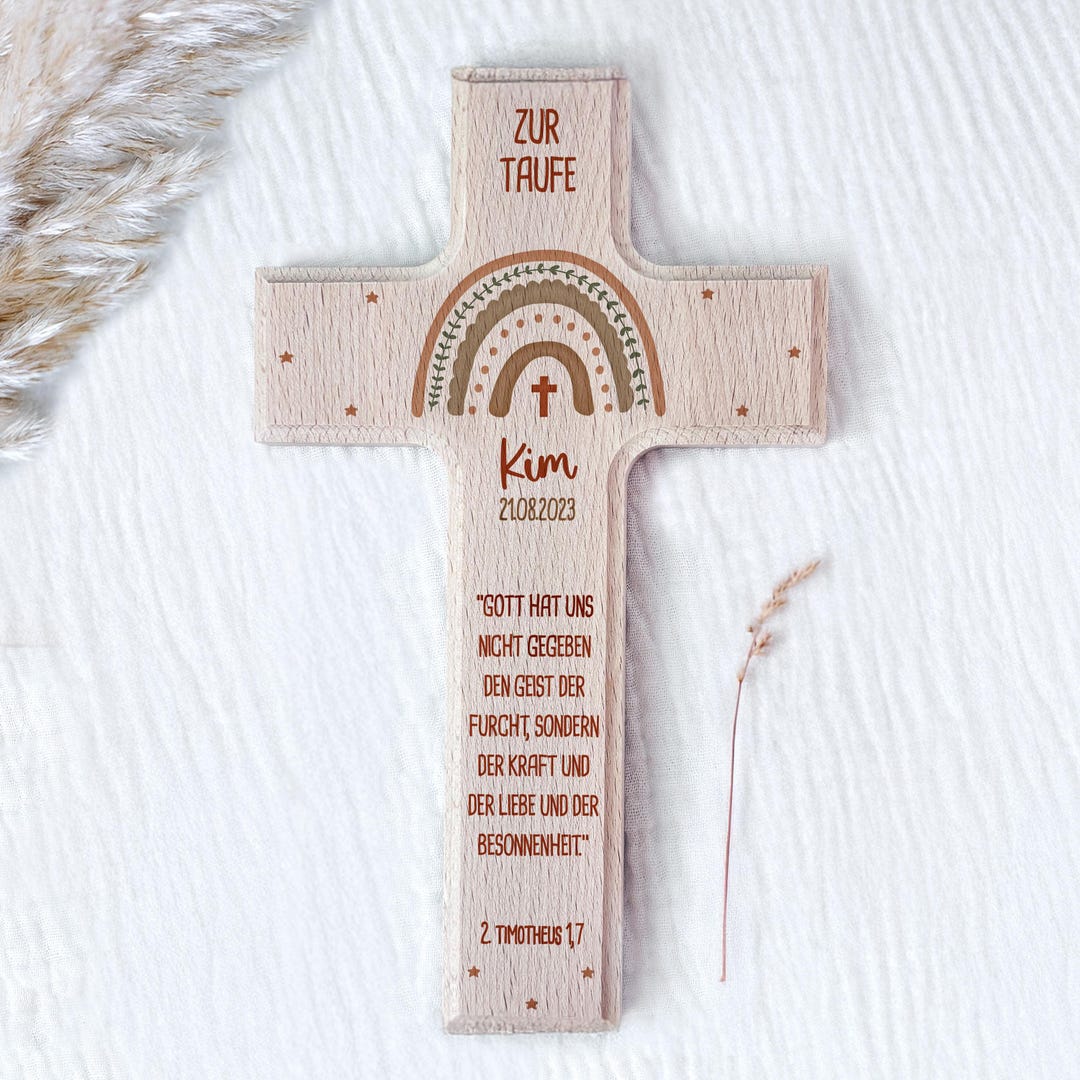 Personalized Baptismal Cross Watercolor - Gift for Baptism ...