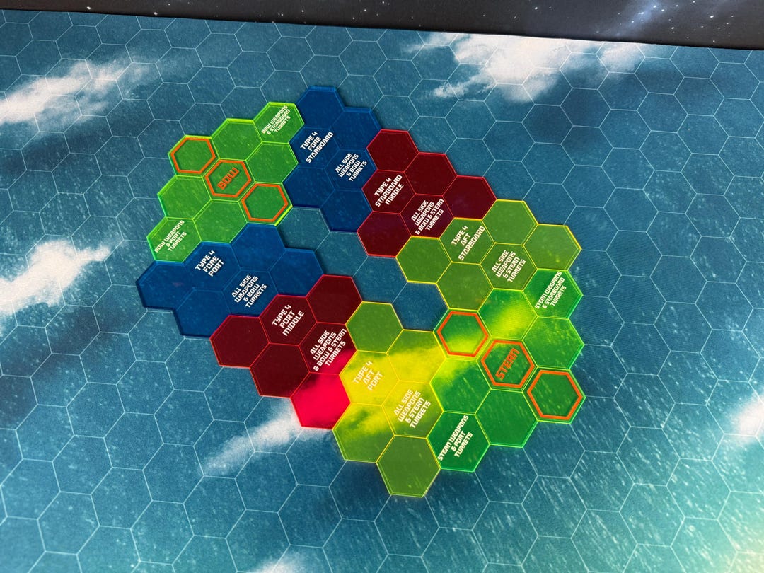 Firing Arc Acrylic Hex Set for Floating Battleship Game for Type 1 and ...