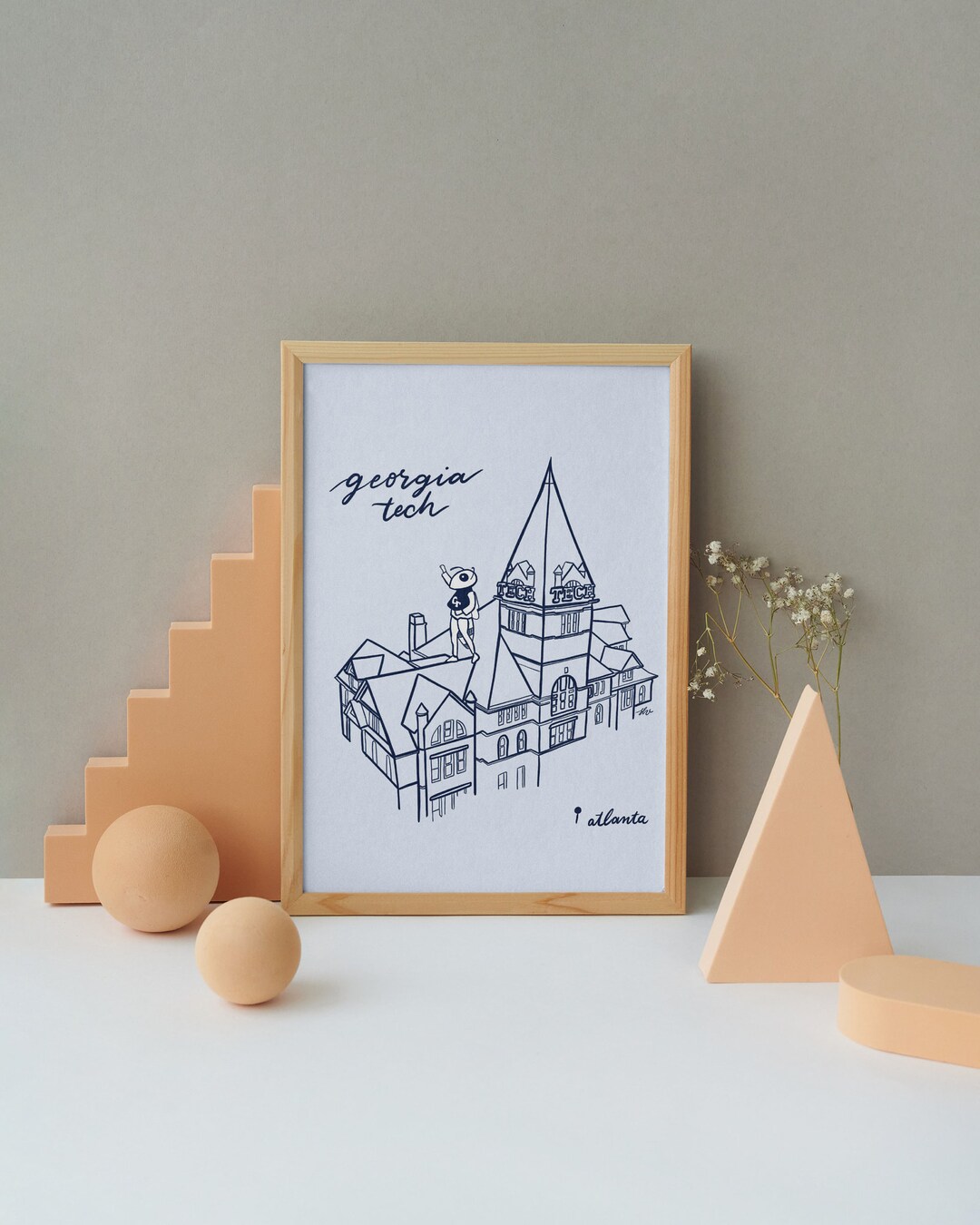 Georgia Tech Tech Tower Digital Print, Buzz GT Print, Digital Download ...