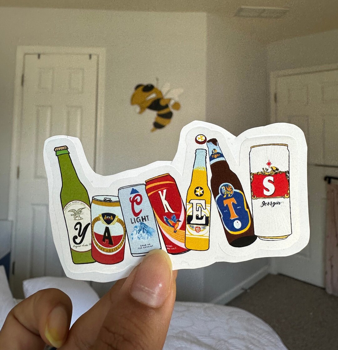 Yellow Jackets Beer Bottle Sticker Georgia Tech Merch Jackets Sticker ...