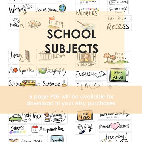 Homeschool Visual School Subjects - Etsy