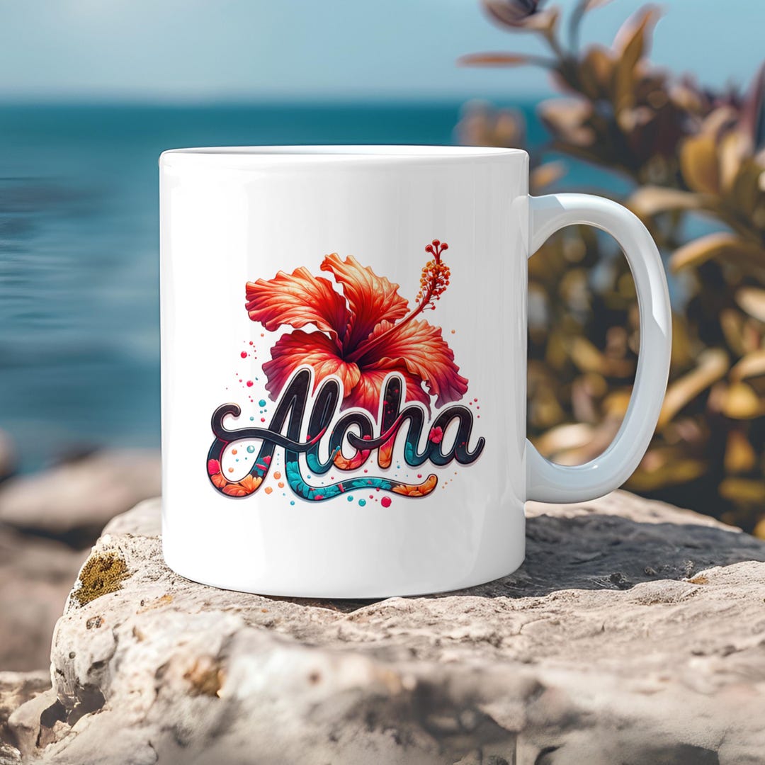 Aloha | Hibiscus | Hawaii | Mug | Ceramic | Office | Gift for Him and ...