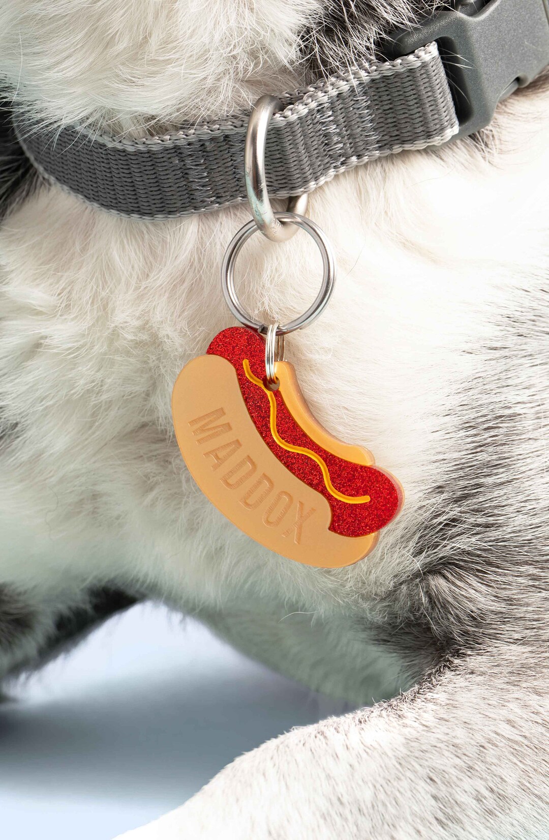 Custom Pet Tag for Dogs and Cats | Personalized Weiner Hot Dog Tag ...