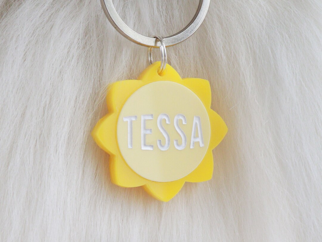 Custom Pet Tag for Dogs and Cats | Personalized Summer Sun Name Tag in ...