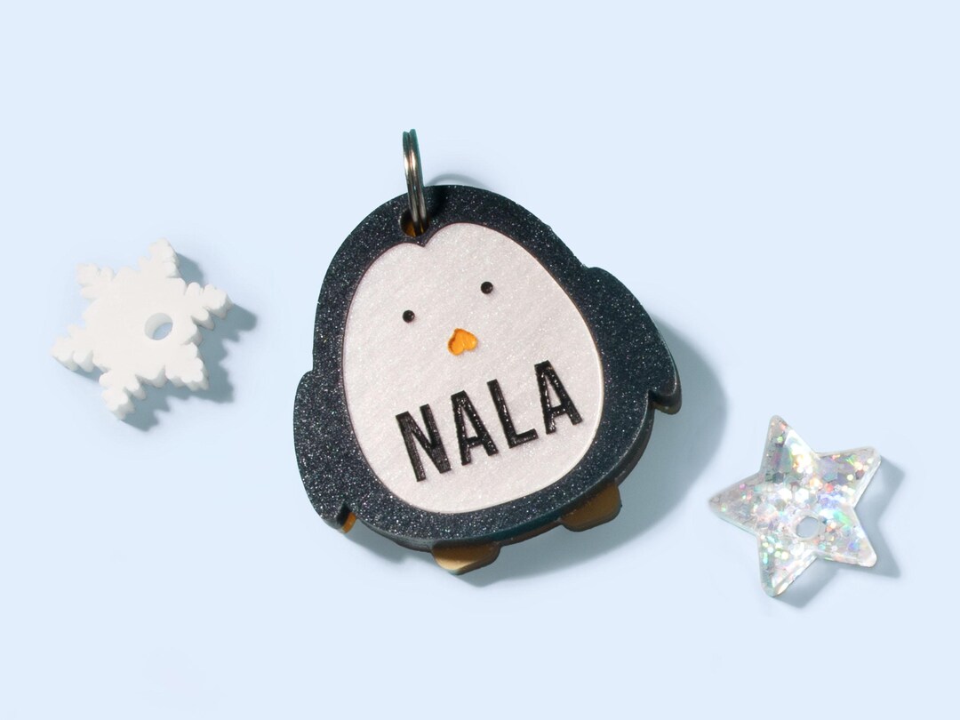 Penguin Pet Tag for Dogs and Cats | Personalized Winter Penguin Name ...