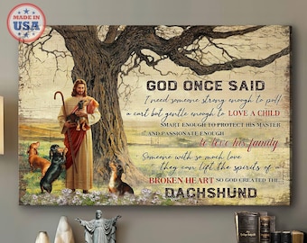 God With Dachshund Canvas, Dachshund Dog Lovers Gift Canvas, Christian ...