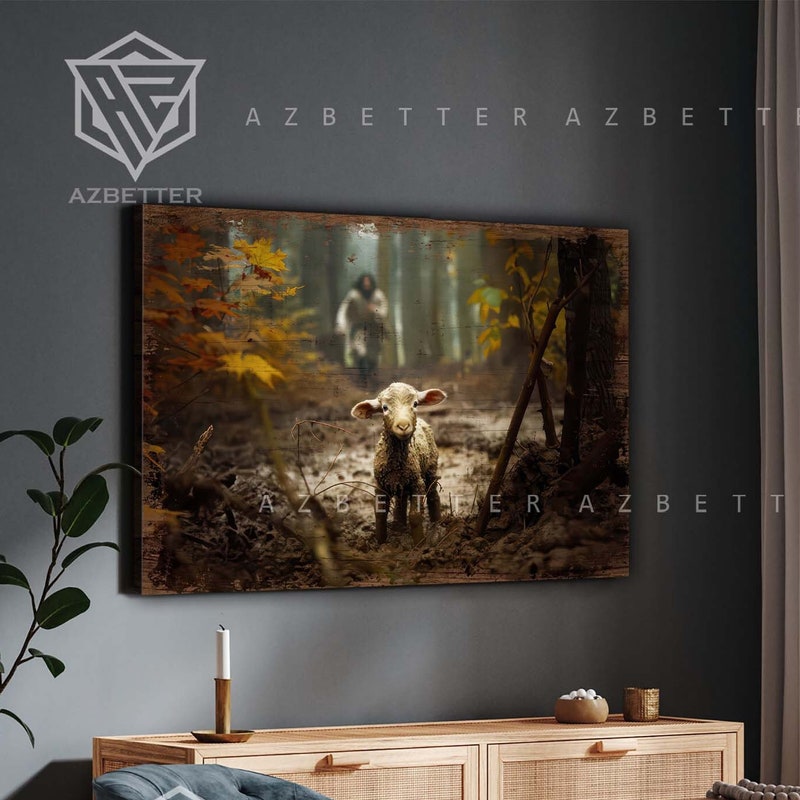 Picture of Jesus Running After Lost Lamb - Etsy