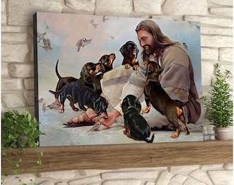 God With Dachshund Canvas, Dachshund Dog Lovers Gift Canvas, Christian ...