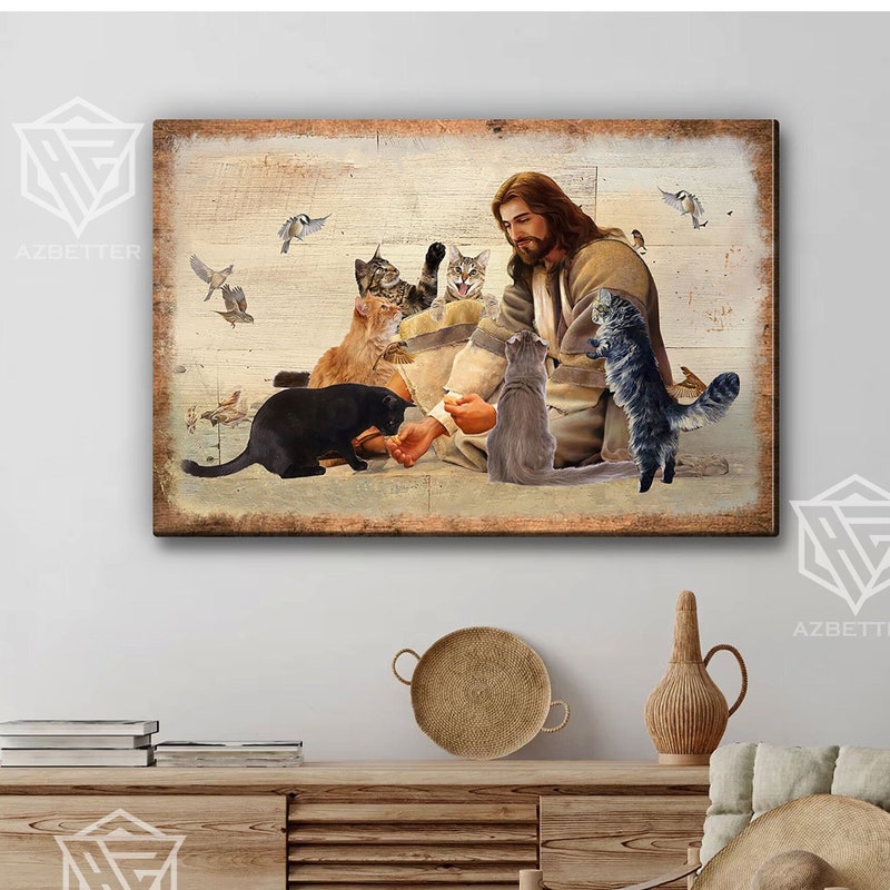 Cat Jesus Art - Etsy