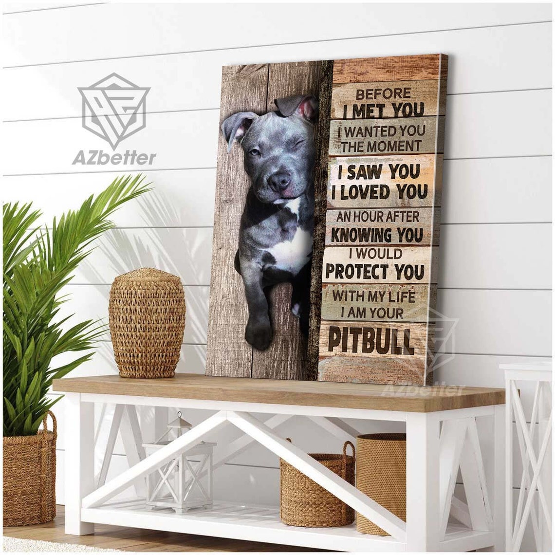 Pit Bull Wall Art Before I Met You, I Protected You, Pit Bull Gift ...