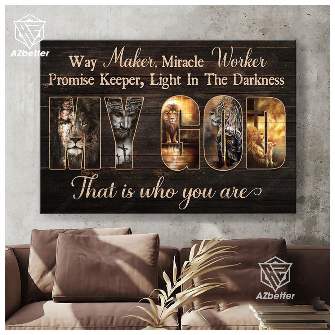 Canvas Way Maker Miracle Worker Promise Keeper, Jesus Painting ...