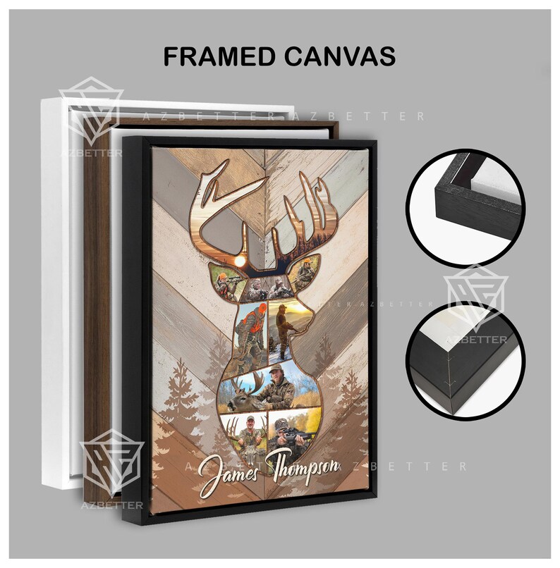 Personalized Deer Hunting Photo Collage Canvas, Custom Hunters Gift ...