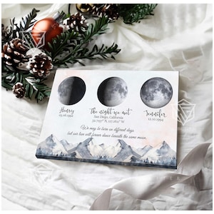 Personalized Moon Phase Couple Canvas – the Night We Met Custom Wall ...