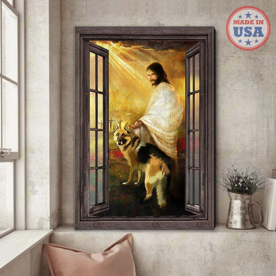 German Shepherd Canvas Go to Beautiful World With Jesus Canvas, Dog and ...