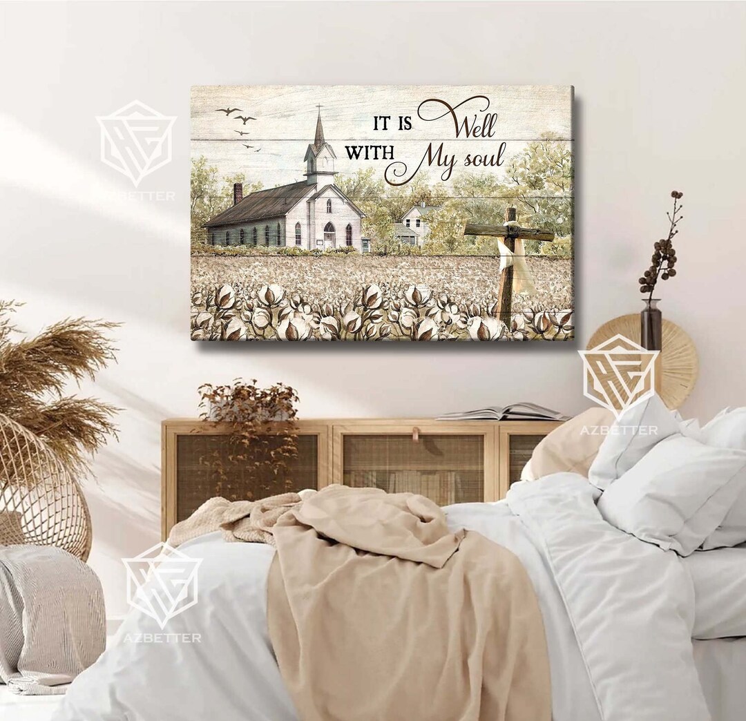 Farmhouse Canvas - It's Well With My Soul, Church Painting, Christian ...
