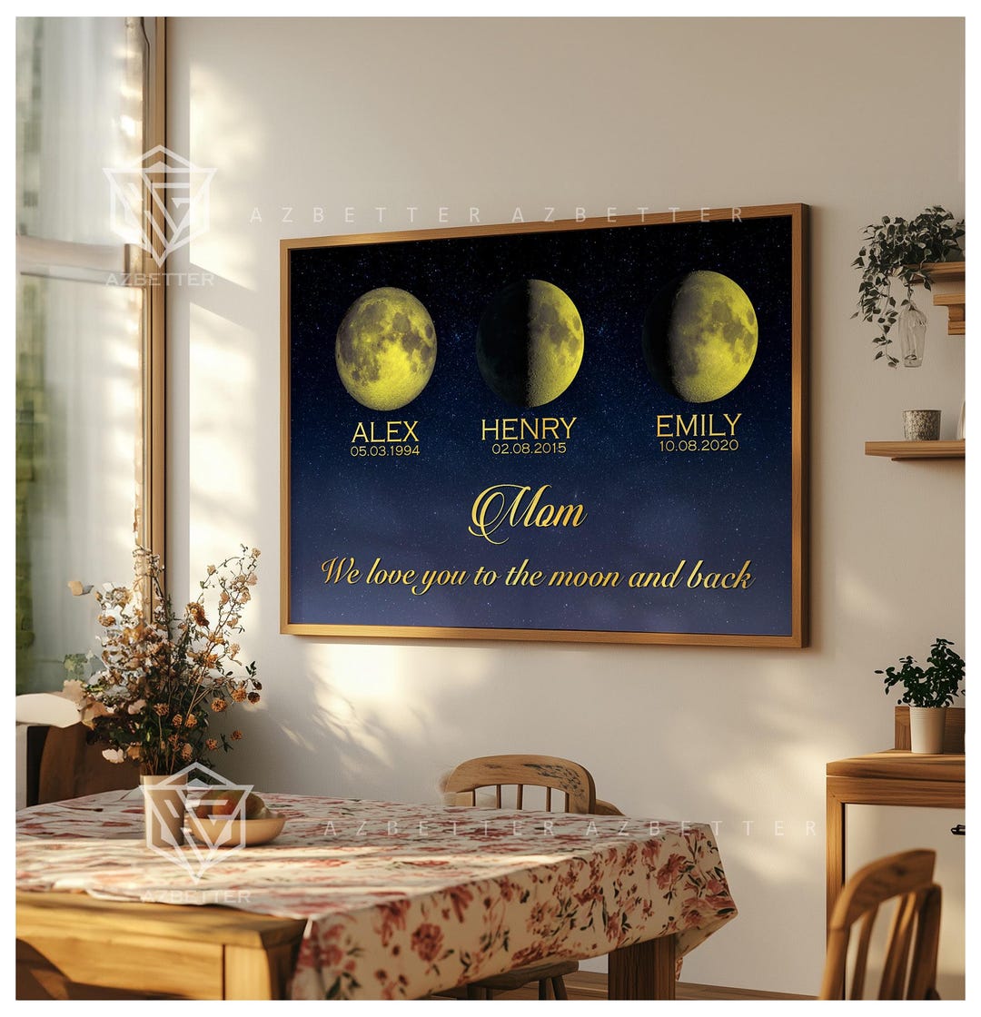 Personalized Mom Moon Phase Canvas We Love You to the Moon and Back ...